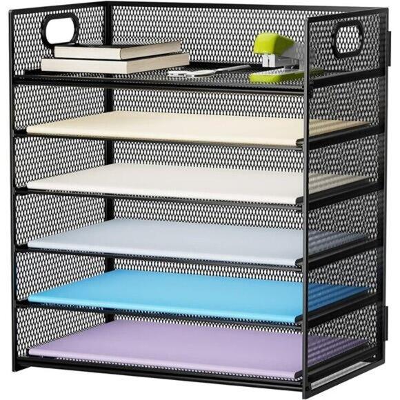 Office | 6 Tier Paper Organizer Letter Tray Mesh Desk File Organizer ...